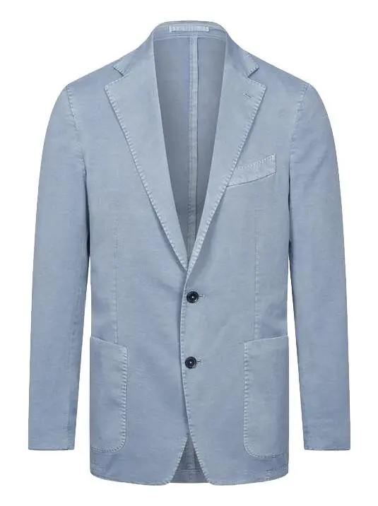 EMANUEL BERG Washed Cotton & Silk Sport Coat - Medium Blue