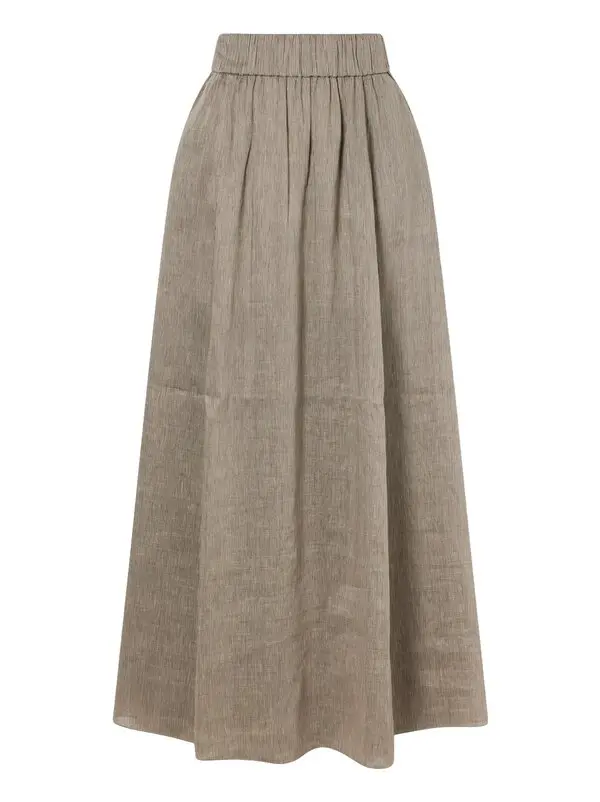CORTANA Aria Striped Linen And Silk-blend Maxi Skirt - Gray