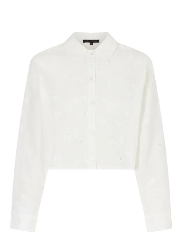 Kiki De Montparnasse Simone Cropped Broderie Anglaise Cotton Shirt - Neutrals