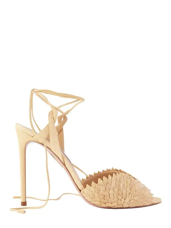 AQUAZZURA Rio Flirt 105 Raffia Sandals - Neutrals