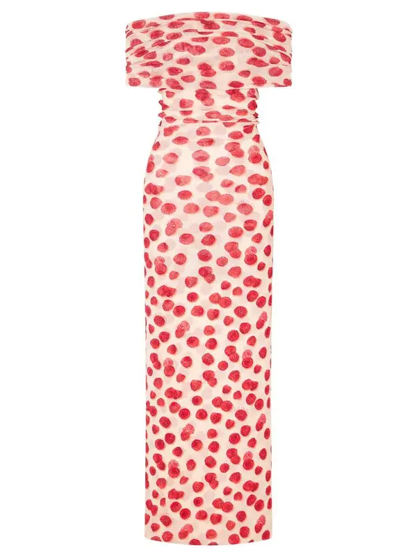 Stella McCartney Printed Chiffon Midi Dress - Red