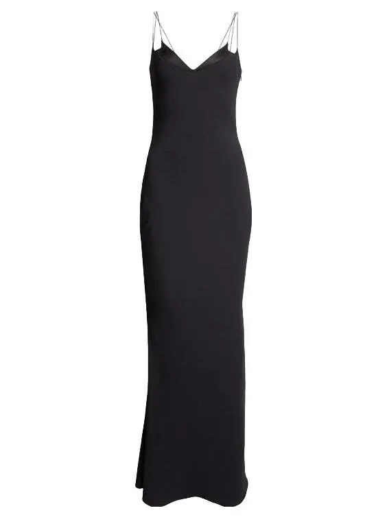 TOM FORD Satin Trim Crepe Slipdress - Black