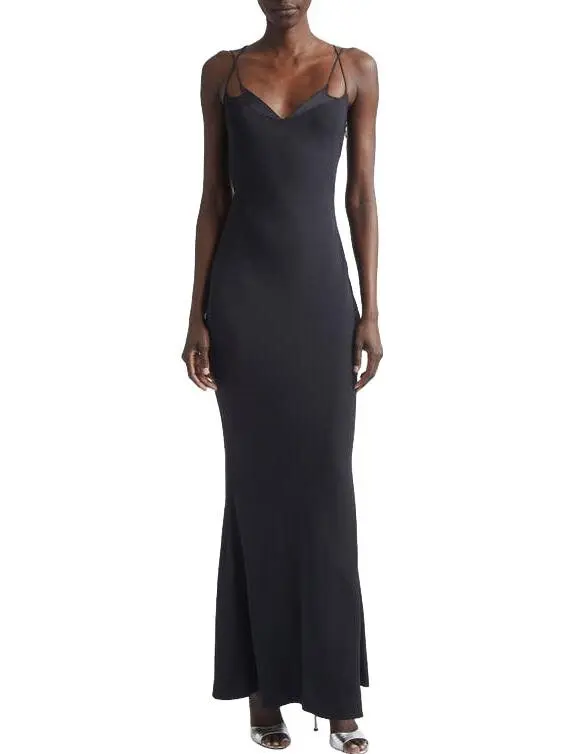 TOM FORD Satin Trim Crepe Slipdress - Black
