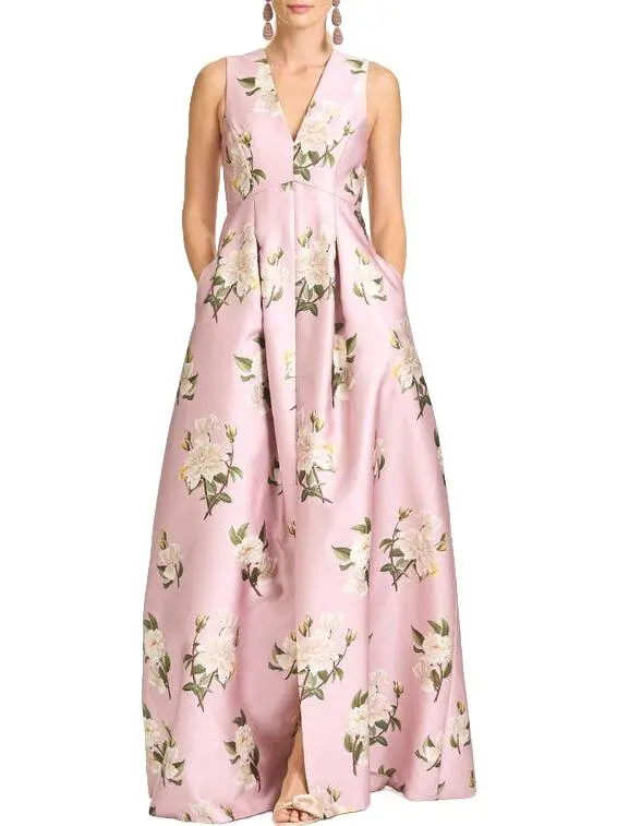 Sachin & Babi Brooklynne Floral Sleeveless Gown - Rose Quartz Tea
