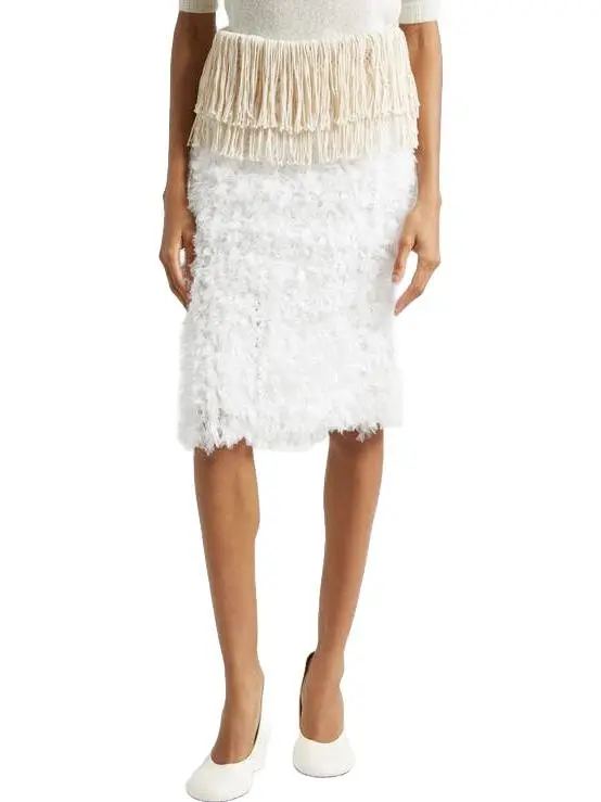 DIOTIMA Bambola Fringe Embellished Midi Skirt - White