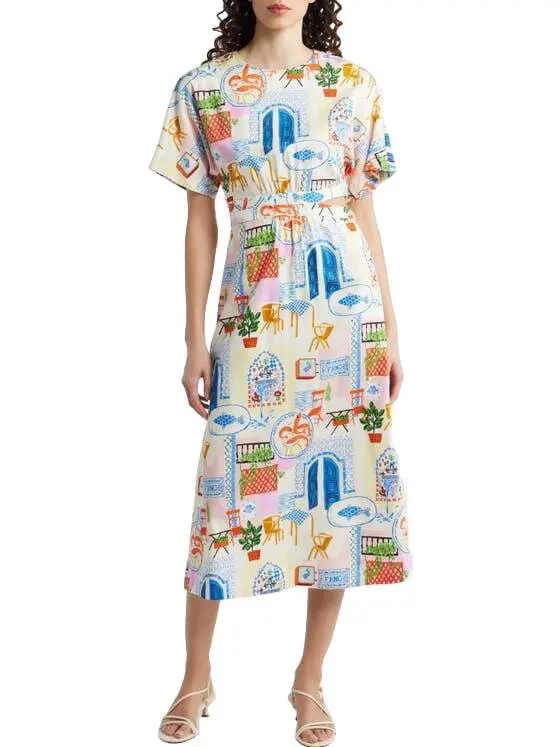 FRNCH Perle Print Cutout Midi Dress - Bord De Leau