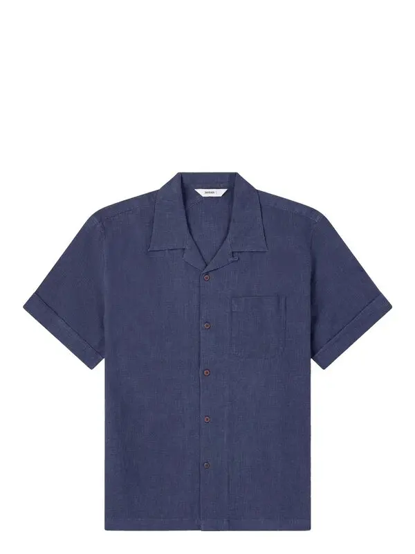 3sixteen Convertible-collar Linen And Cotton-blend Shirt - Blue