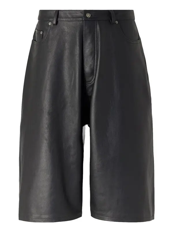 424 Straight-leg Leather Shorts - Black