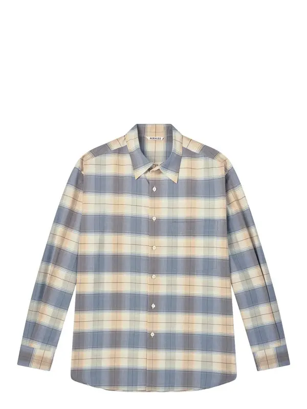 Auralee Checked Wool-poplin Shirt - Brown