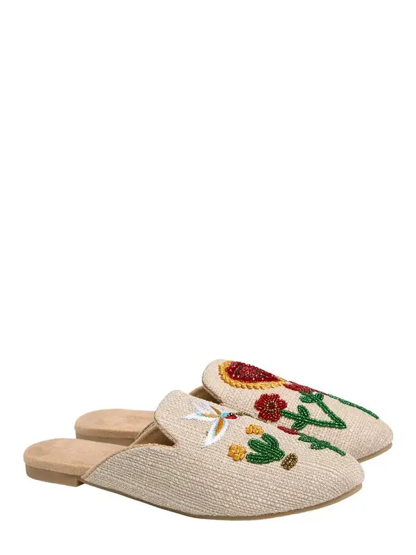 FUCHSIA Jardin Jute Embellished Mule - Beige