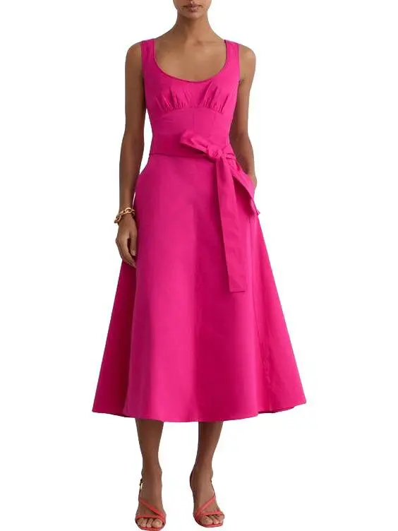 REISS Irina Stretch Cotton Dress - Pink