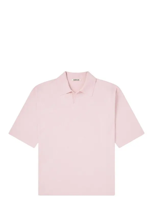 Auralee Knitted Silk Polo Shirt - Pink