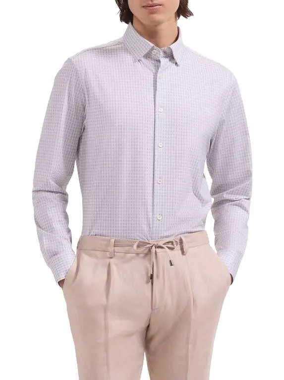 Bugatchi Jules Ooohcotton® Check Button-down Shirt - Limestone