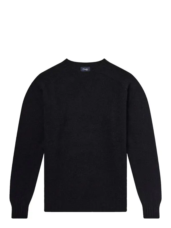 DRAKE'S Brushed Wool Sweater - Black