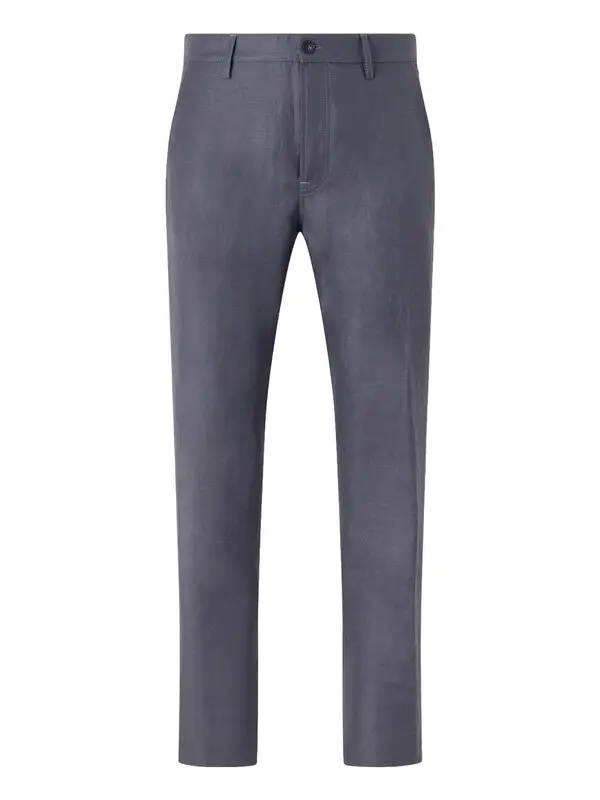 Canali Straight-leg Wool And Linen-blend Twill Suit Trousers - Blue