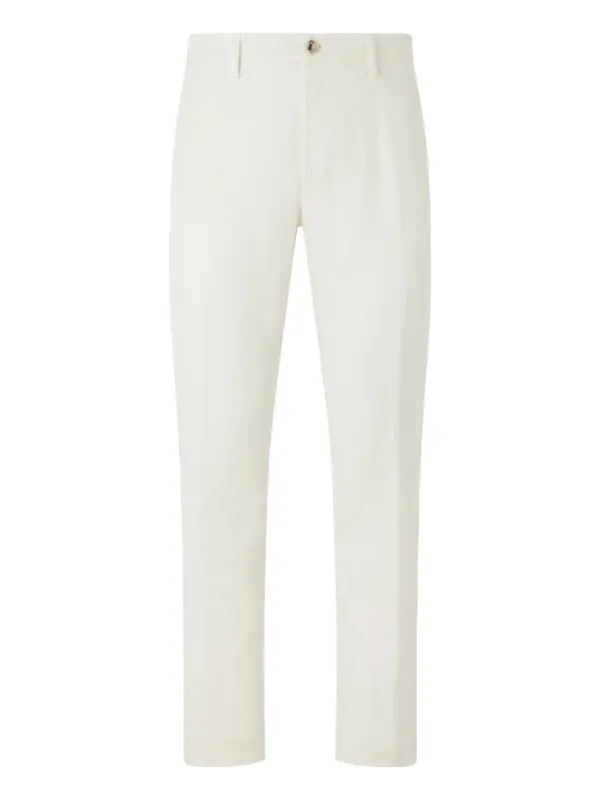 Canali Straight-leg Wool And Linen-blend Suit Trousers - White