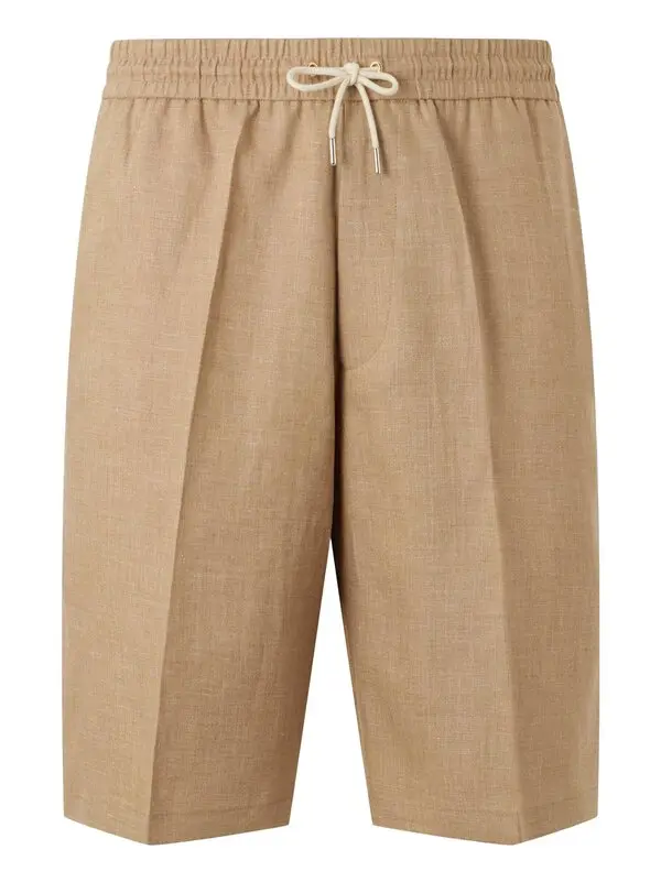 Paul Smith Pleated Linen Drawstring Shorts - Natural