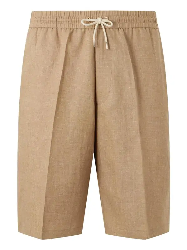 Paul Smith Pleated Linen Drawstring Shorts - Neutrals