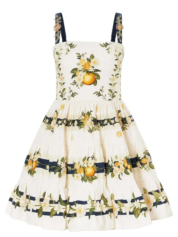 Agua Bendita Lima Floral-printed Mini Dress - Cream