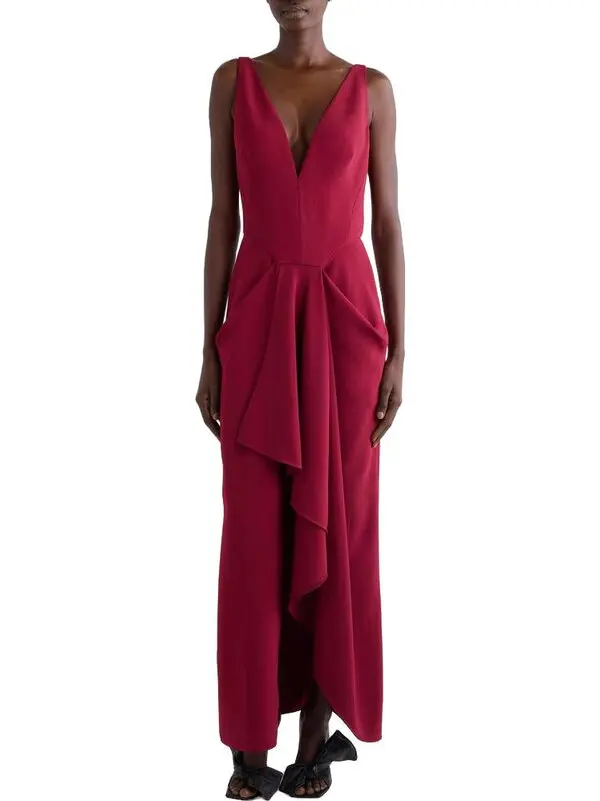 Givenchy Waterfall Stretch Crepe Cady Gown - Red Cherry