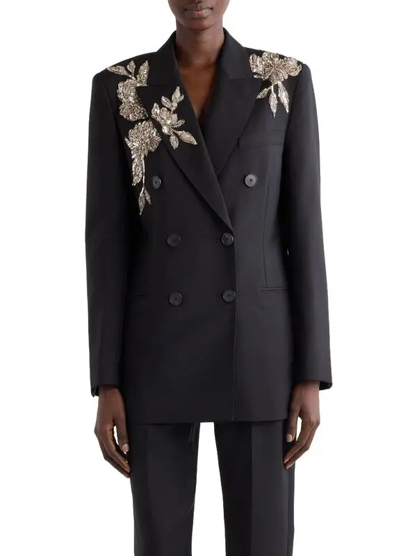 Givenchy Sequin Embellished Wool & Mohair Jacket - Black