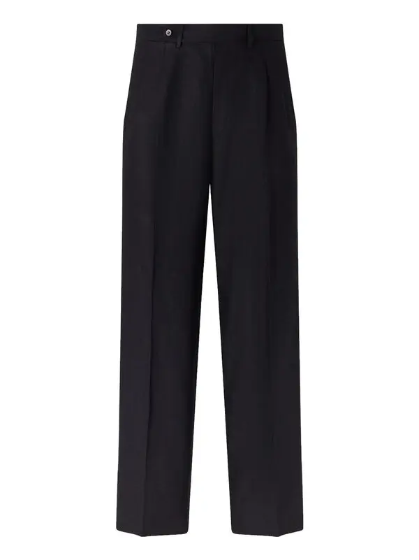 STOFFA Wide-leg Pleated Linen Trousers - Black