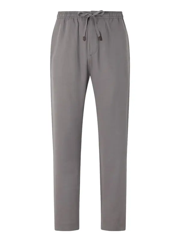 Canali Straight-leg Lyocell Drawstring Trousers - Gray