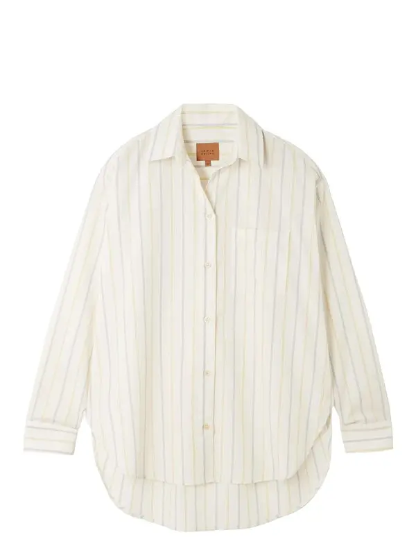 JAMIE HALLER Essential Striped Cotton-poplin Shirt - Ivory