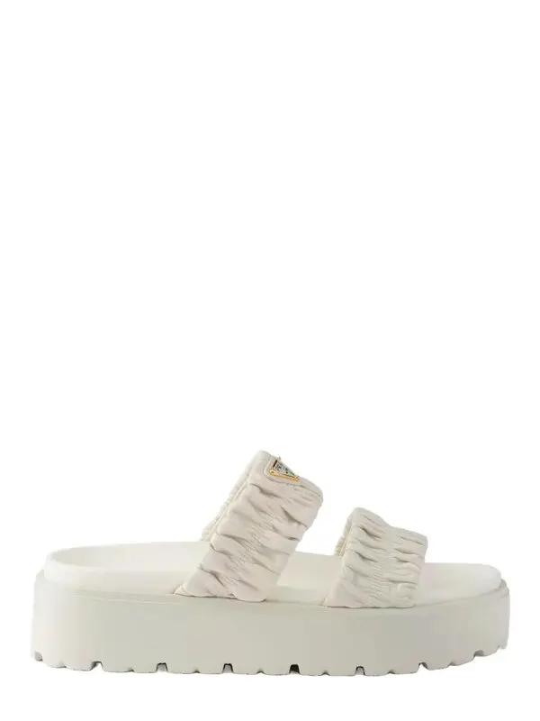 Prada Matelassé Nappa Leather Flatform Slides - Neutrals