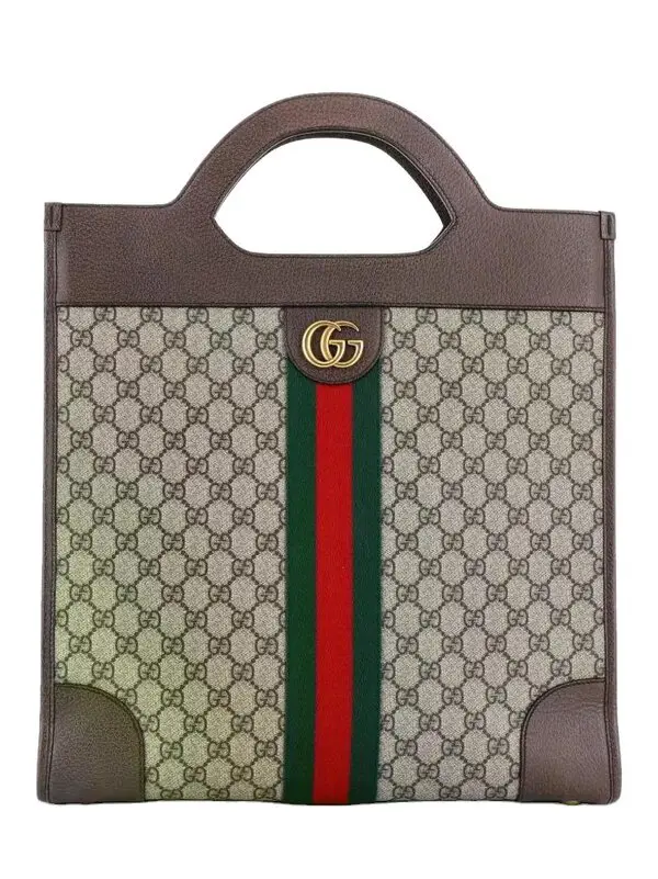 Gucci Ophidia Cut Out Handle Gg Coated Canvas Medium Tote Bag - Brown