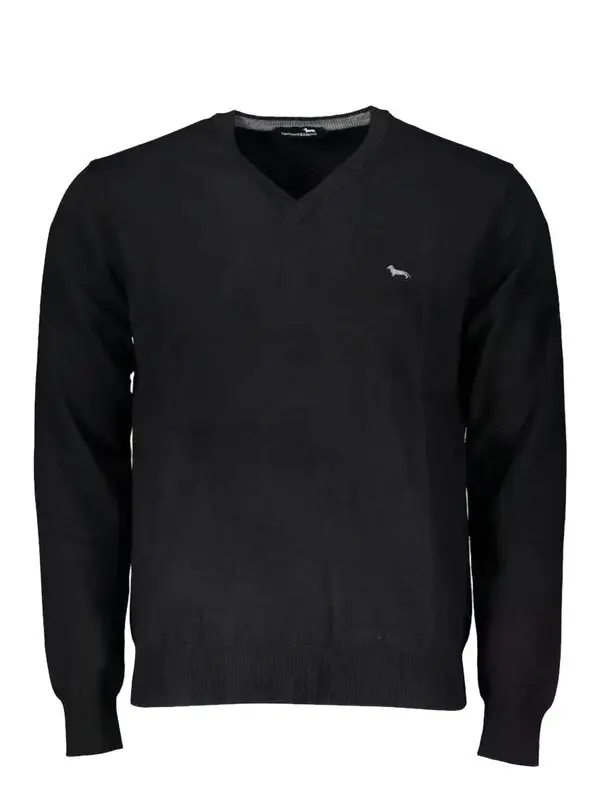 HARMONT & BLAINE Embroidered V-neck Sweater - Black