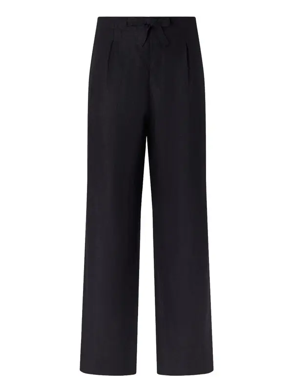 STOFFA Straight-leg Linen-twill Drawstring Trousers - Black