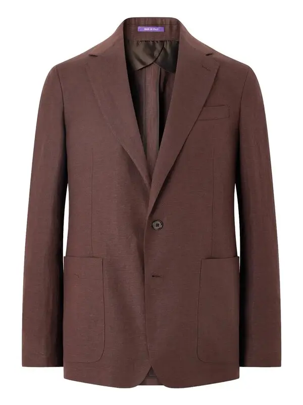 Ralph Lauren Purple Label Silk And Linen-blend Suit Jacket - Brown