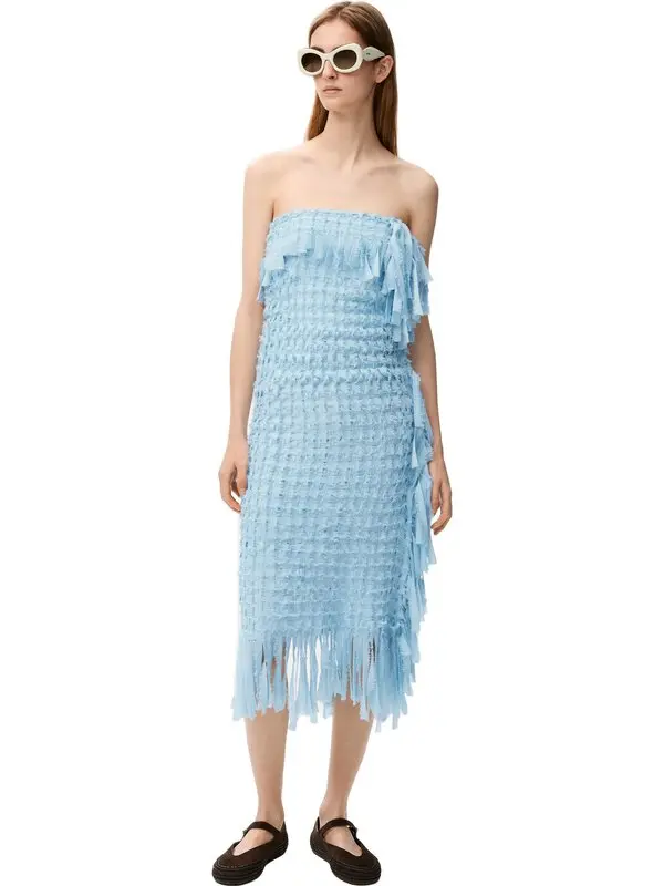 Loewe Dress In Silk Crepe Georgette - Light Blue