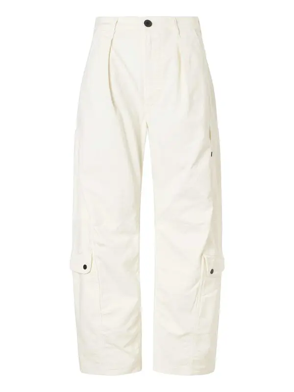 Citizens Of Humanity Flight Pleated Organic Cotton-blend Twill Barrel-leg Pants - Off-white