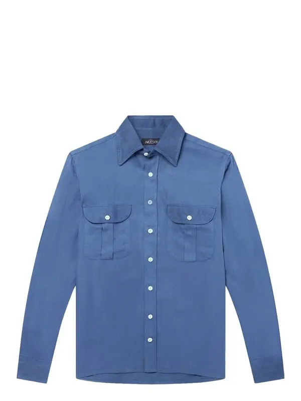 J. MUESER Tencel™ Lyocell-twill Shirt - Blue