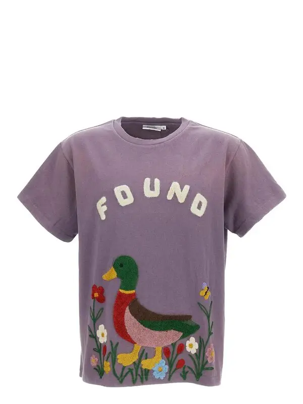 FOUND Wildlife Embroidered Chenille T-shirt - Viola
