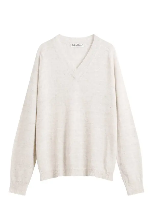 Our Legacy Linen Rue V-neck Jumper - Soft Ecru