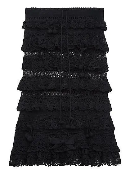Loewe X Paula's Ibiza Ruffled Crochet Midi Skirt - Black