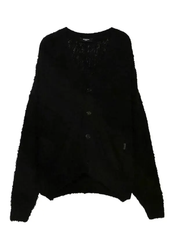 SONGZIO Hairy V-neck Cardigan - Black