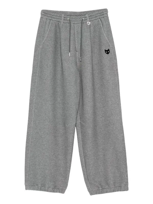 SONGZIO Panther-patched Drawstring Track Pants - Grey