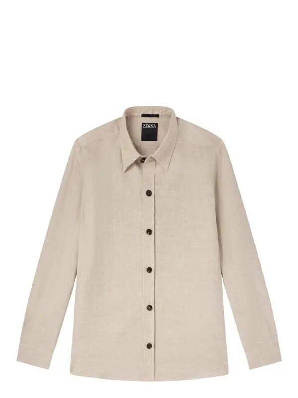 Zegna Cashmere, Linen And Silk-blend Overshirt - Neutrals