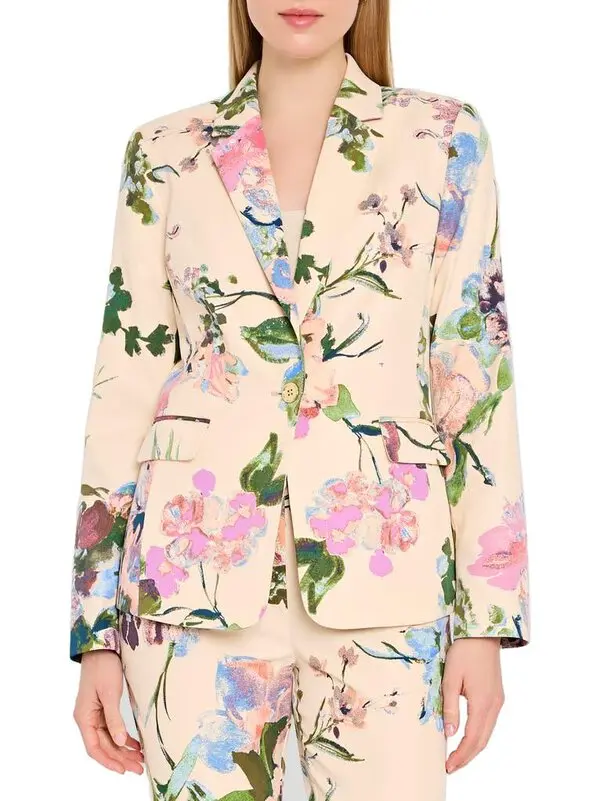 TAHARI ASL Floral Blazer - Sand Peach
