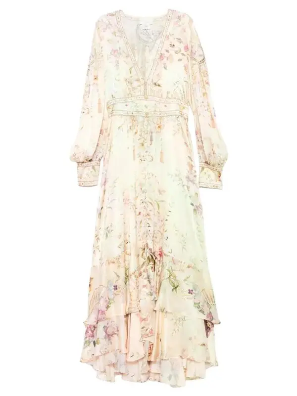 Camilla Adorned In Aranjuez Floral-print Maxi Dress - Neutrals