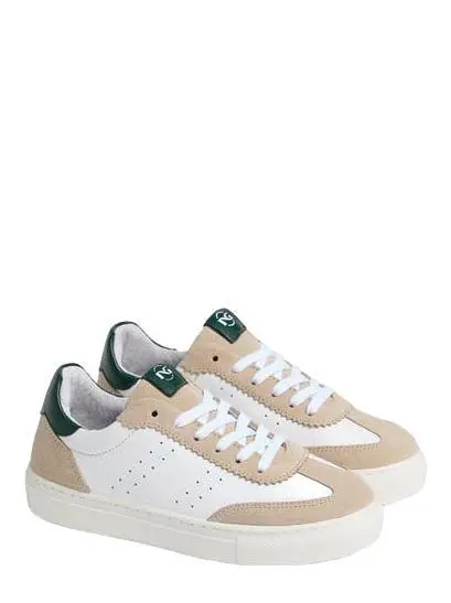 NEROGIARDINI Retro Low Top Sneakers - White/taupe/green