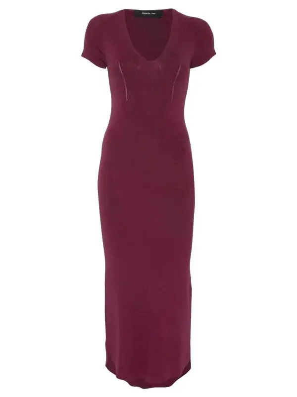 Federica Tosi Ribbed V-neck Midi Dress - Purple