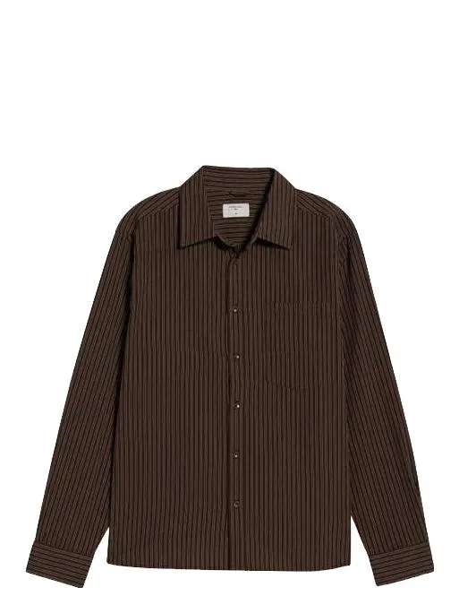 PERCIVAL Clancy Stripe Cotton Button-up Shirt - Brown