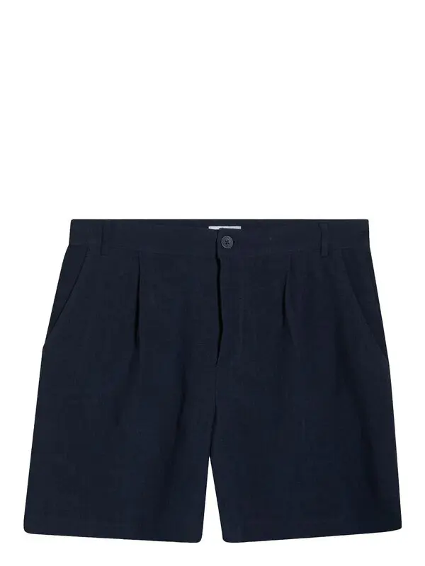PERCIVAL Pleated Linen Shorts - Navy