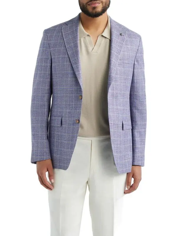 JACK VICTOR Mcallen Plaid Cotton & Silk Blend Sport Coat - Berry