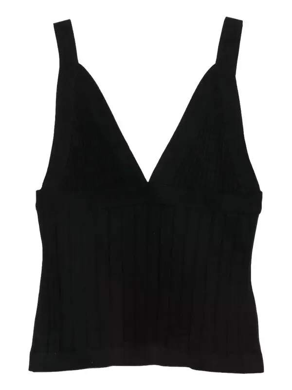 PENCE 1979 Ribbed-knit V-neck Tank Top - Black